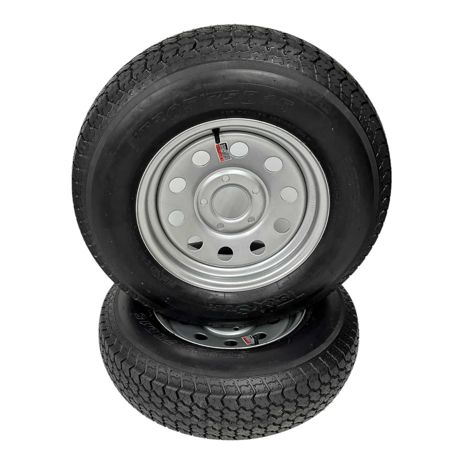 2-Pack Trailer Tire in Rim ST205/75D15 Tex Star LRC 6 Ply 5 Lug Silver ...