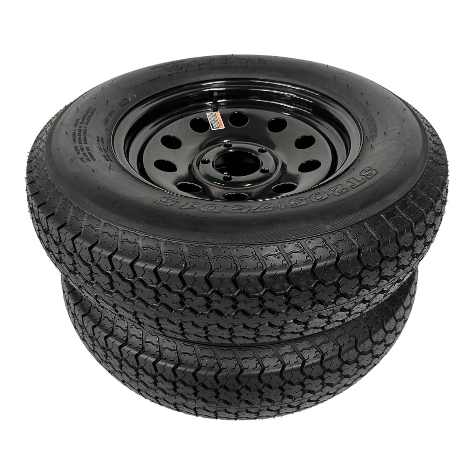 2-Pack Trailer Tire on Rim ST205/75D15 Tex Star LRC 6 Ply Bias 5 Lug Black Modular Wheels 5X4.5 ...