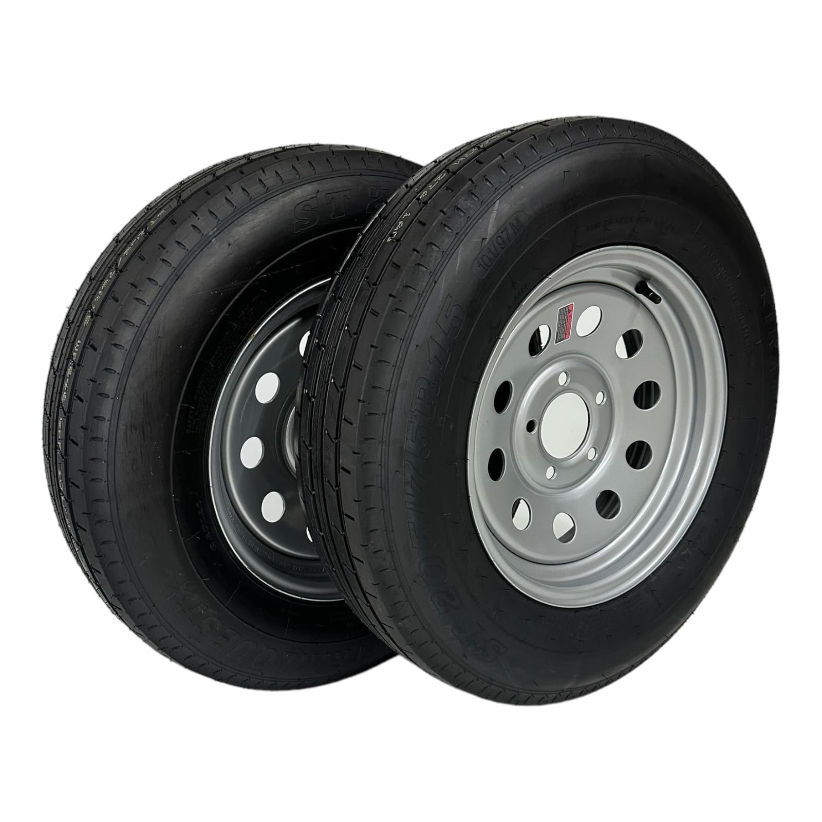2-Pack Trailer Tire on Rim ST205/75R15 TrailQuest Radial LRC 6 Ply 5 ...