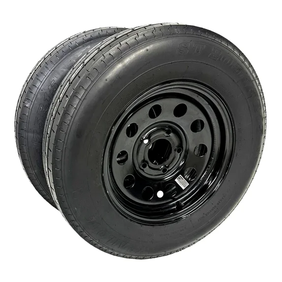 2-Pack Trailer Tire on Rim ST205/75R15 TrailQuest Radial LRC 6 Ply on 5 ...