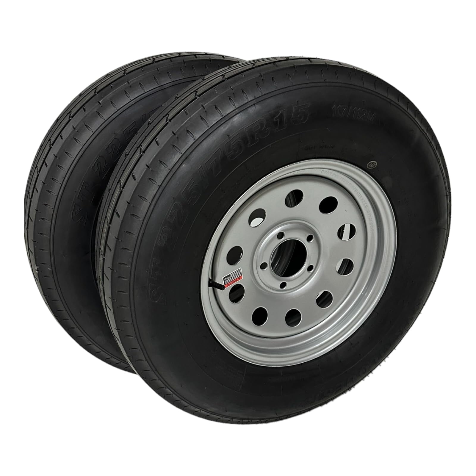 2-Pack Trailer Tire on Rim ST225/75R15 TrailQuest LRE Radial 10 Ply 5 ...