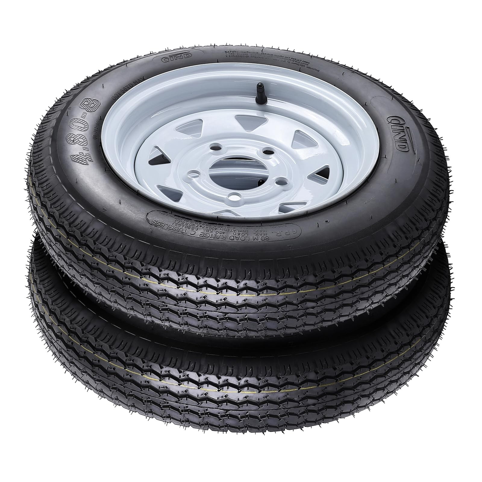 2-Pack Trailer Tires On 8'' Rims 4.80-8 4.80x8 480-8 4.80-8. Load Range ...