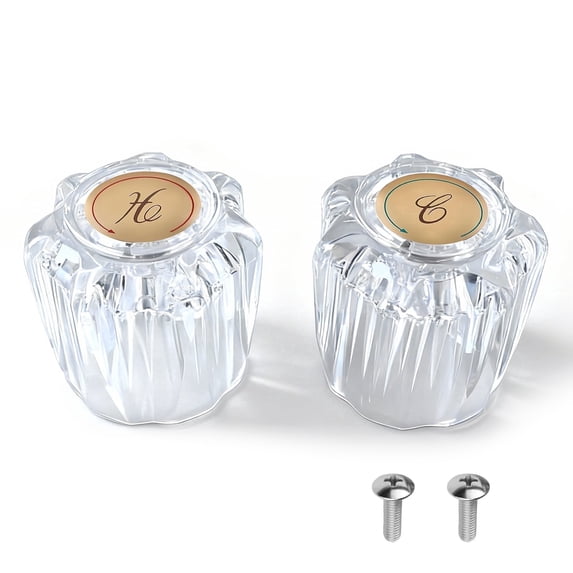 Clear Acrylic Shower Knob Replacement 2-Pack, Hot and Cold Tub Faucet ...