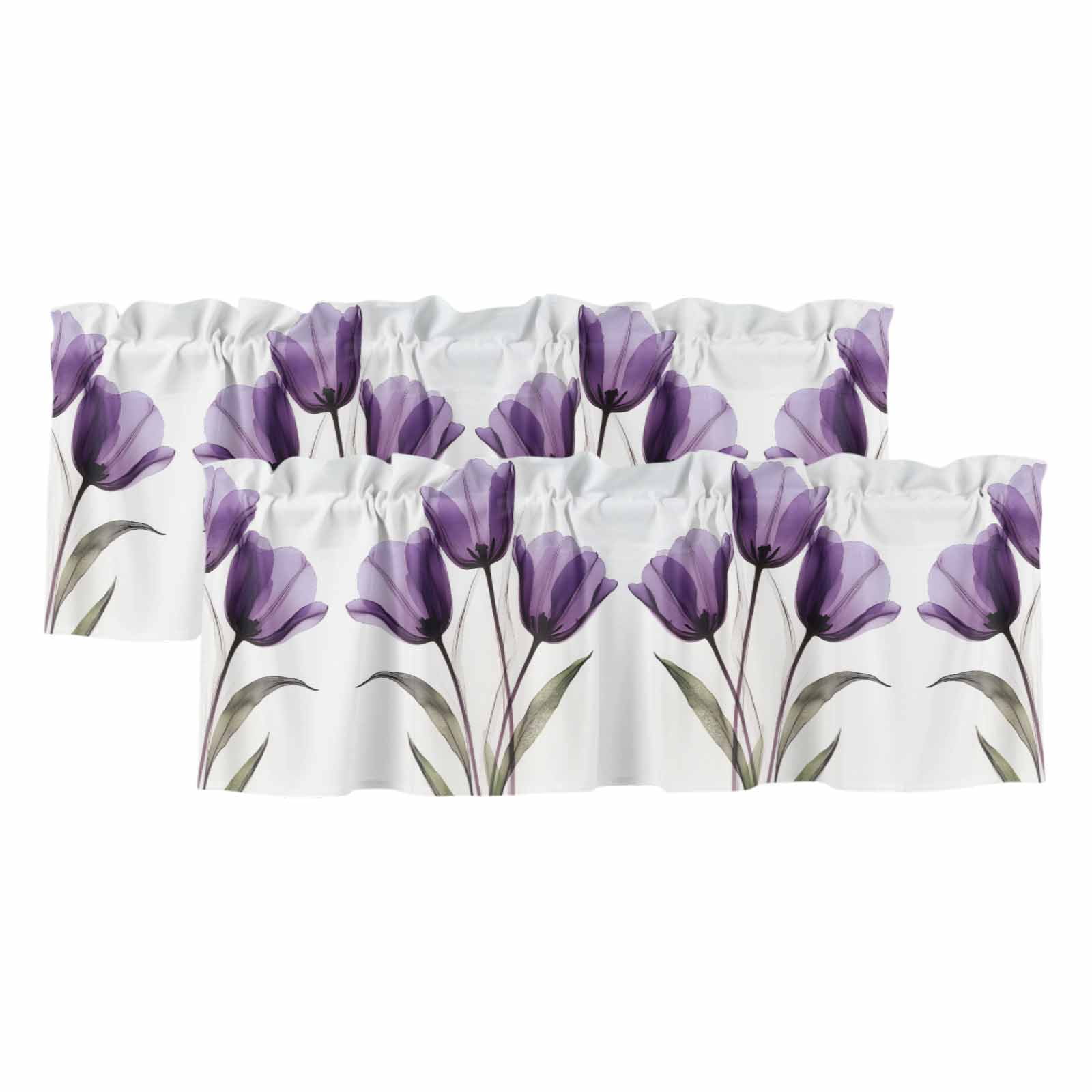 2 Pack Transparent Effect Floral Valance for Window Delicate Purple ...