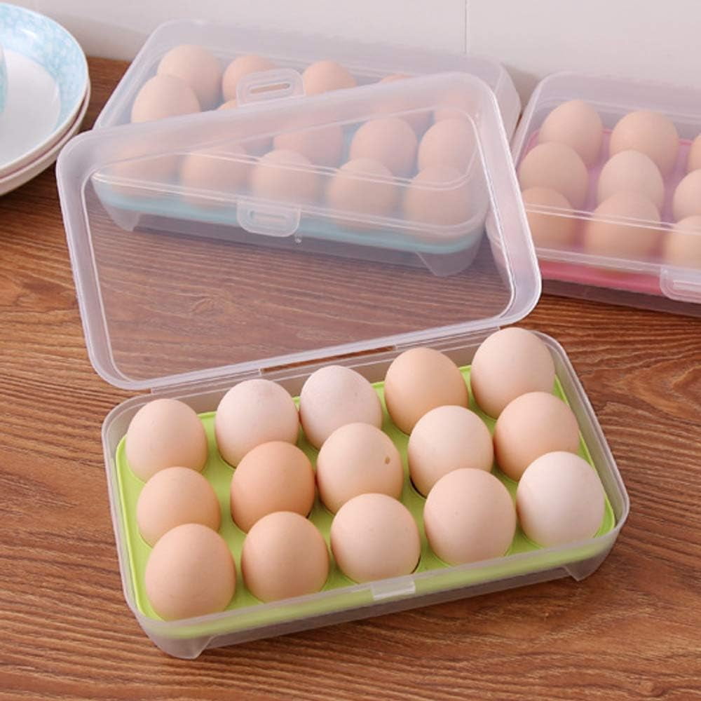 2 Pack Transparent Eggs Dispenser, Holder for 30 Eggs Plastic Egg ...