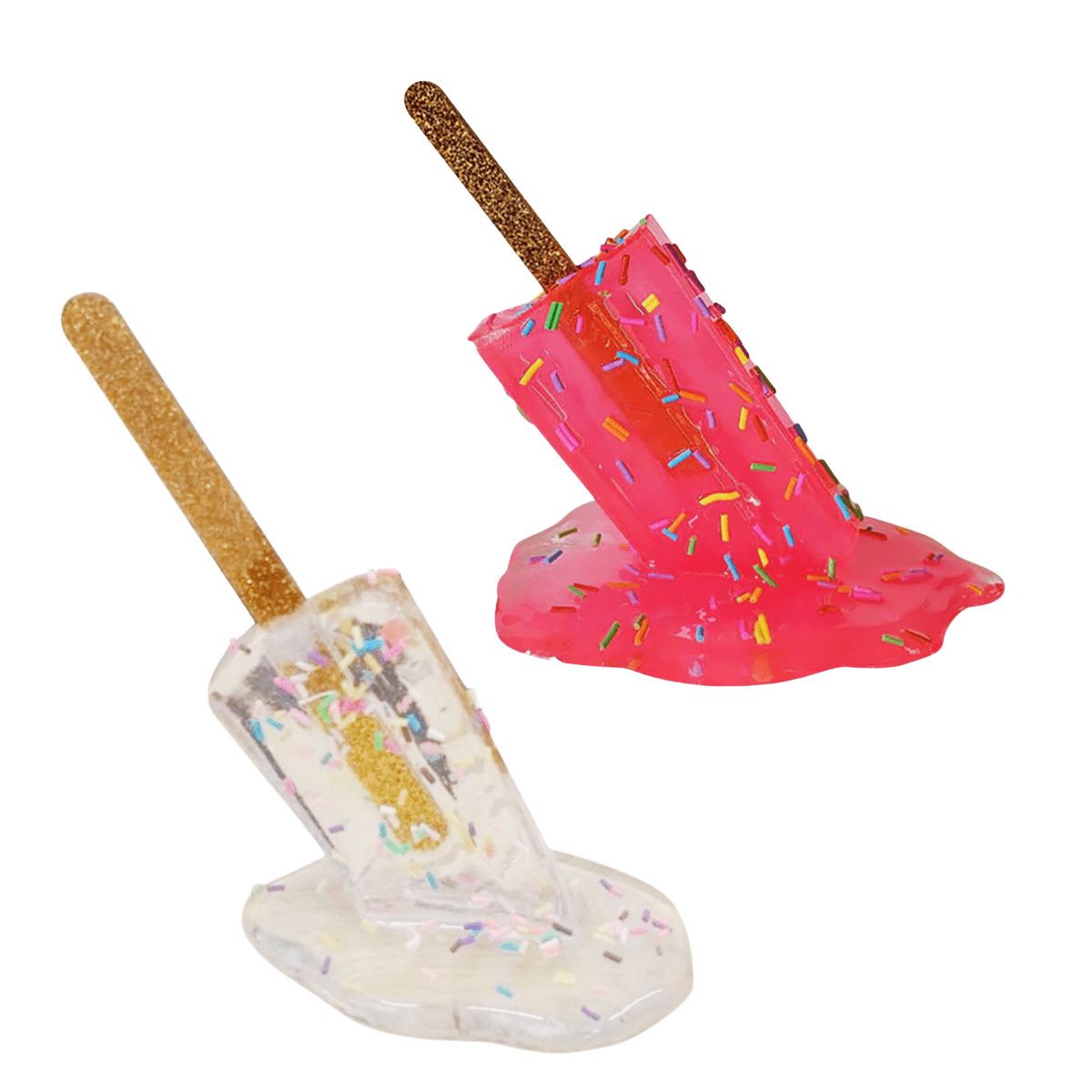 2 Pack Transparent Melted Popsicle Sculpture, Resin Resin Home Melting ...