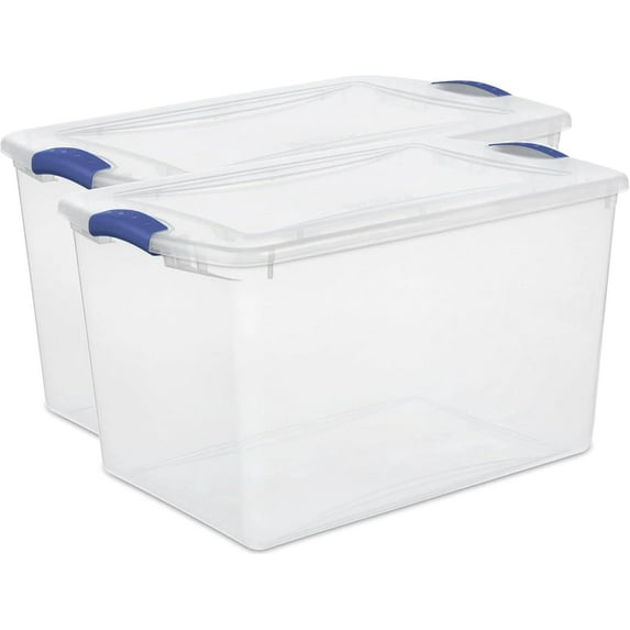 2-Pack Transparent Storage Box,66 Quart Capacity Storage Container with ...