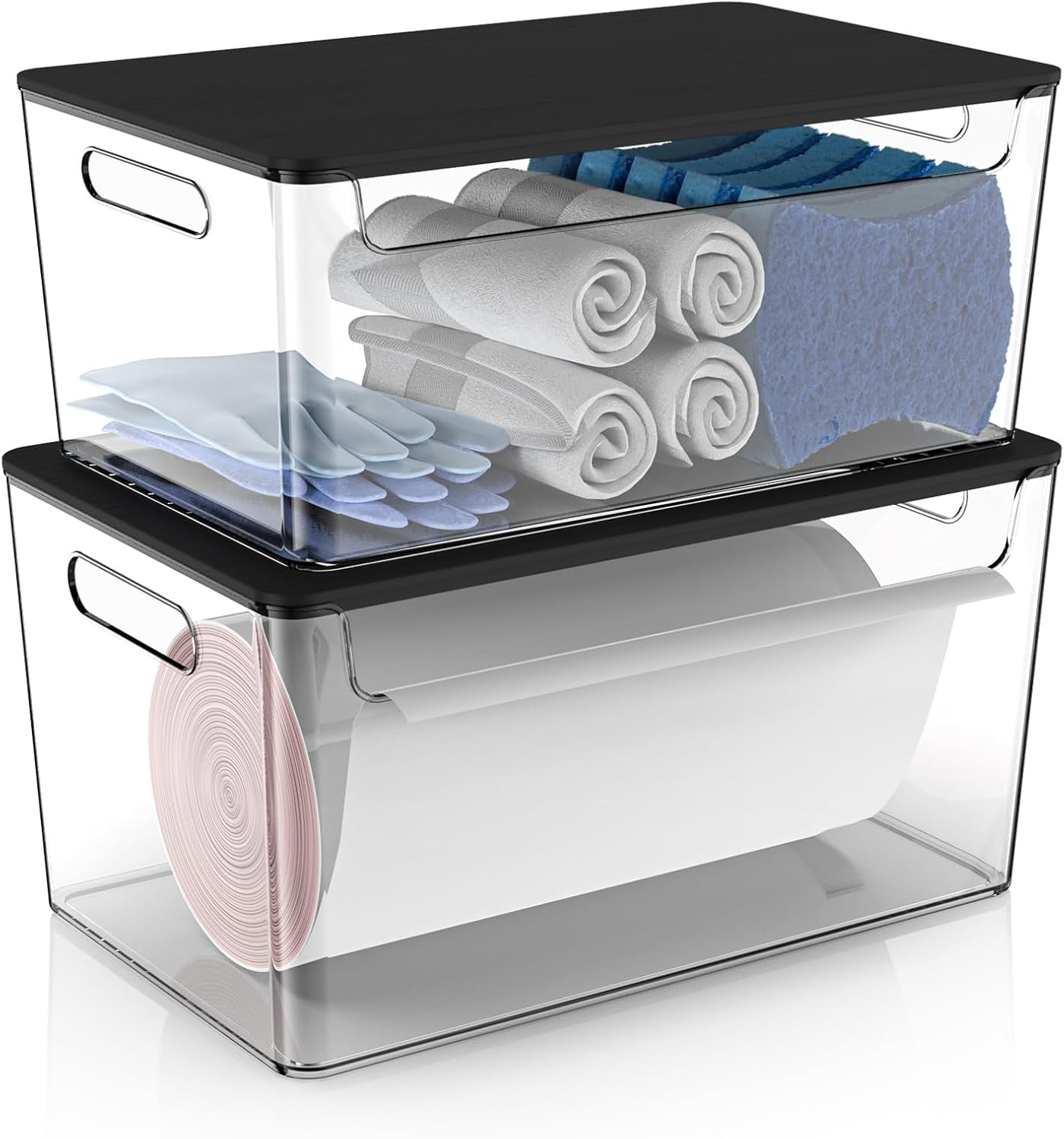 2 Pack Trash Bag Holder Under Sink Stackable, Plastic Garbage Bag ...