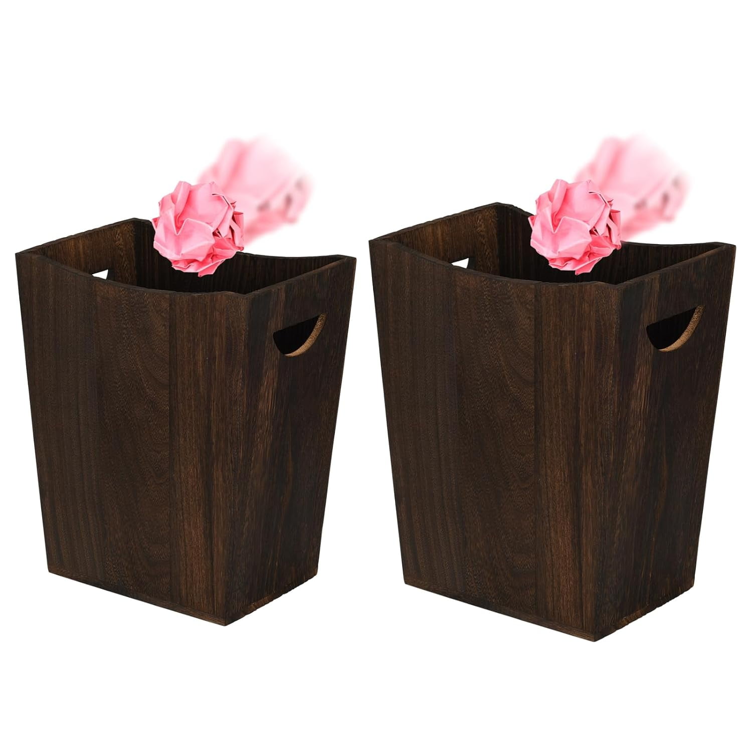2 Pack Trash Bin Wooden Waste Basket Office Trash Can Bedroom Garbage ...