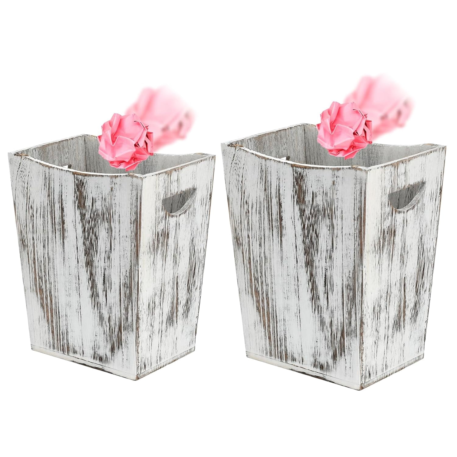 2 Pack Trash Bin Wooden Waste Basket Office Trash Can Bedroom Garbage ...