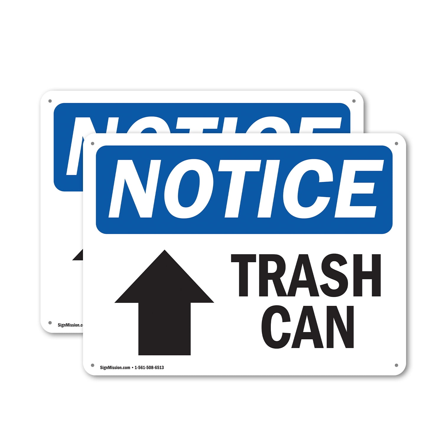 (2 Pack) Trash Can [Up Arrow] OSHA Notice Sign 10 Inch X 7 Inch Plastic ...