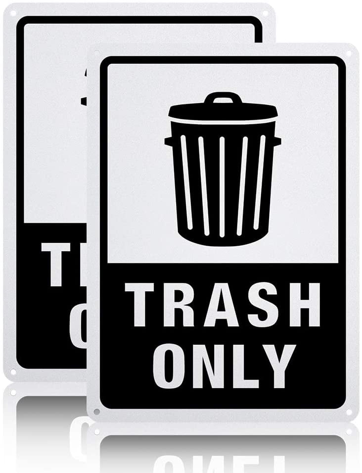 2 Pack Trash Only Sign, 10x7 inches 40 Mil Aluminum Trash Signs ...