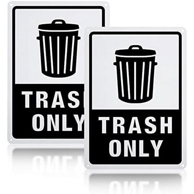 2 Pack Trash Only Sign 10x7 inches 40 Mil Aluminum Trash Signs ...