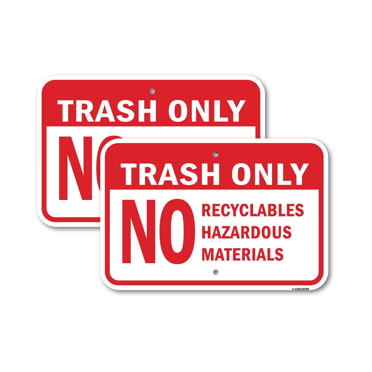 (2 Pack) Trash Only No Recyclables Hazardous Materials | 12" X 18 ...