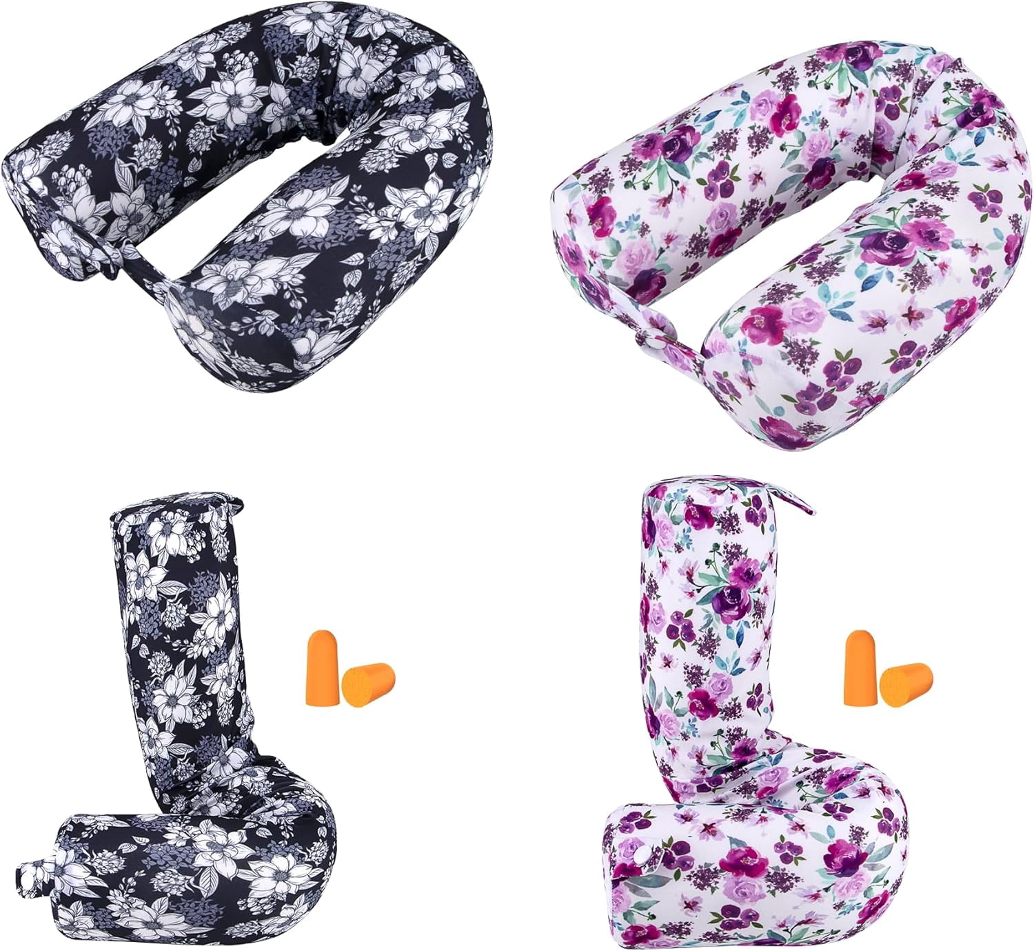 2 Pack Travel Pillow Twist Memory Foam Neck Support Adjustable Pillow ...