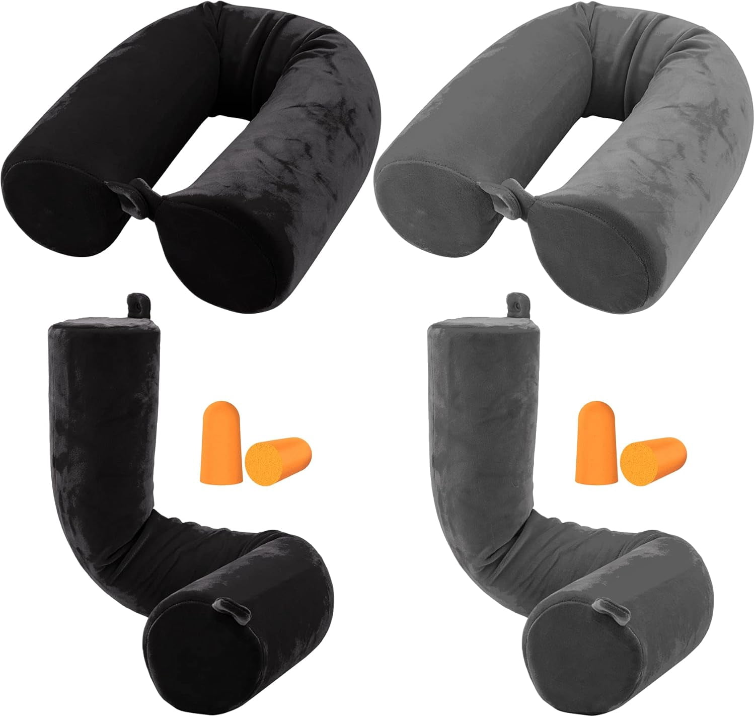 2 Pack Travel Pillow Twist Memory Foam Neck Support Adjustable Neck ...