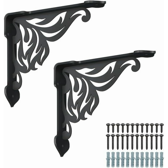 2 Pack Tree Leaf Pattern Shelves Brackets Heavy Duty Decorative Shelf ...