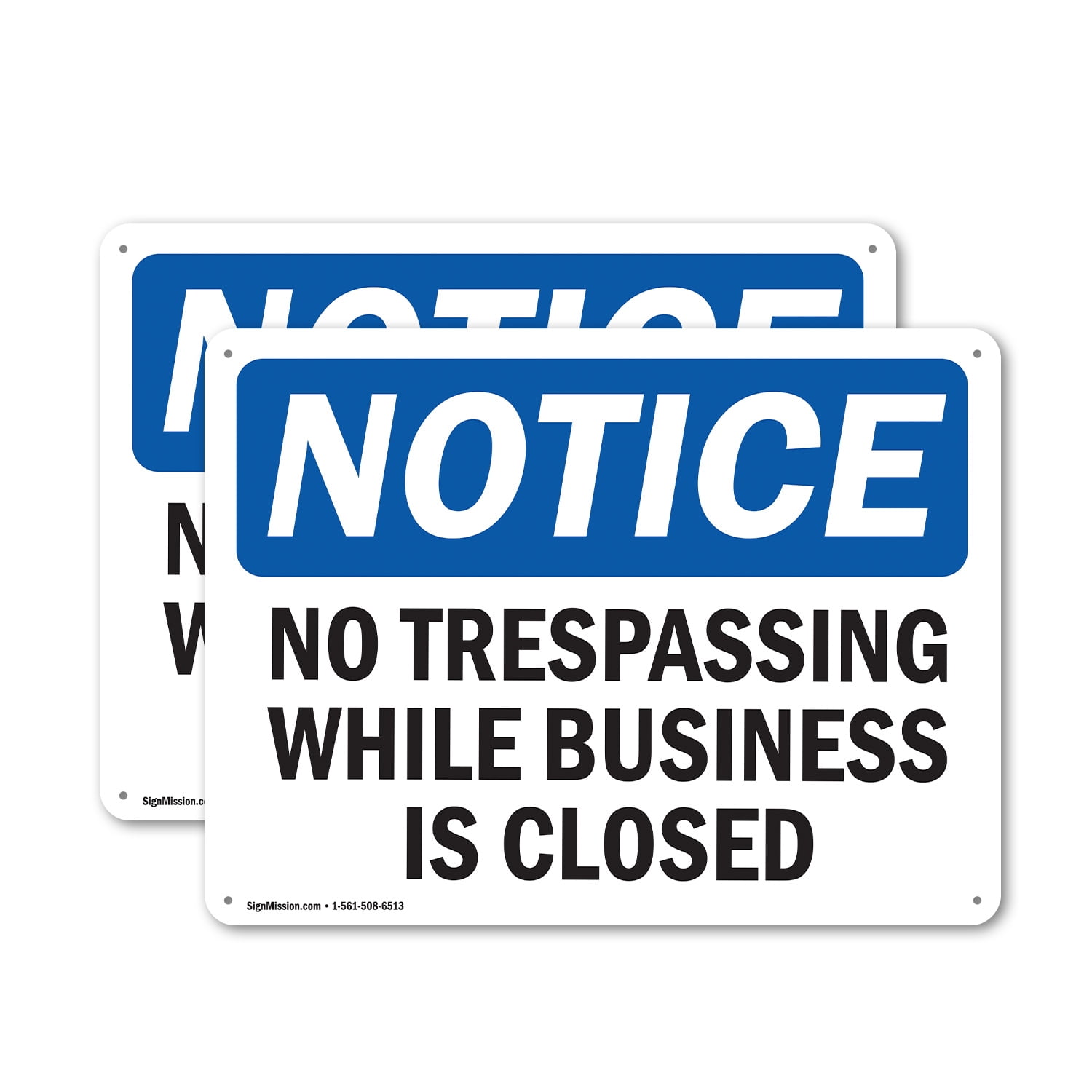 (2 Pack) No Trespassing While Business Is Closed OSHA Notice Sign 18 ...