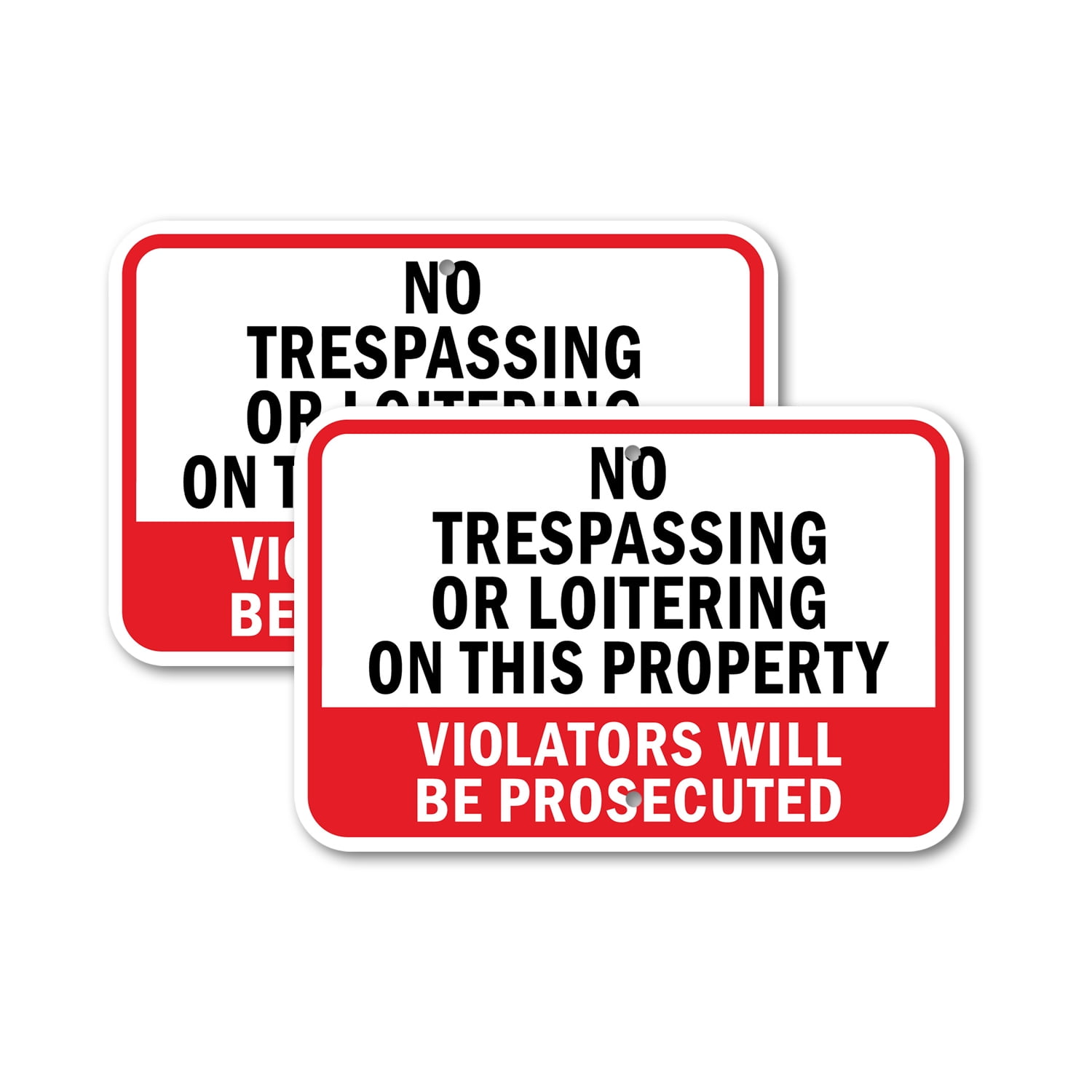 (2 Pack) No Trespassing Or Loitering On This Property Violators Will Be ...