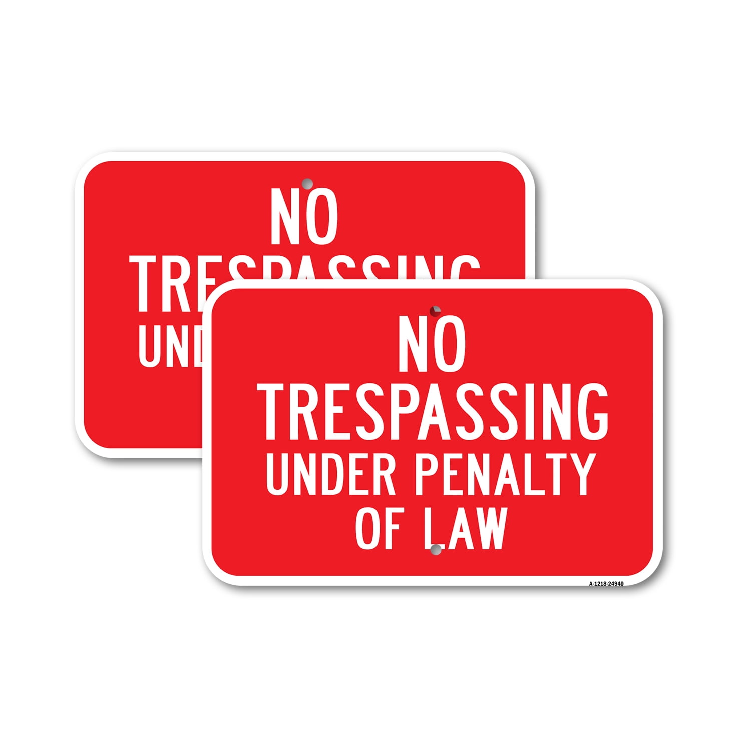 (2 Pack) No Trespassing Under Penalty Of Law | 12" X 18" Heavy-Gauge ...