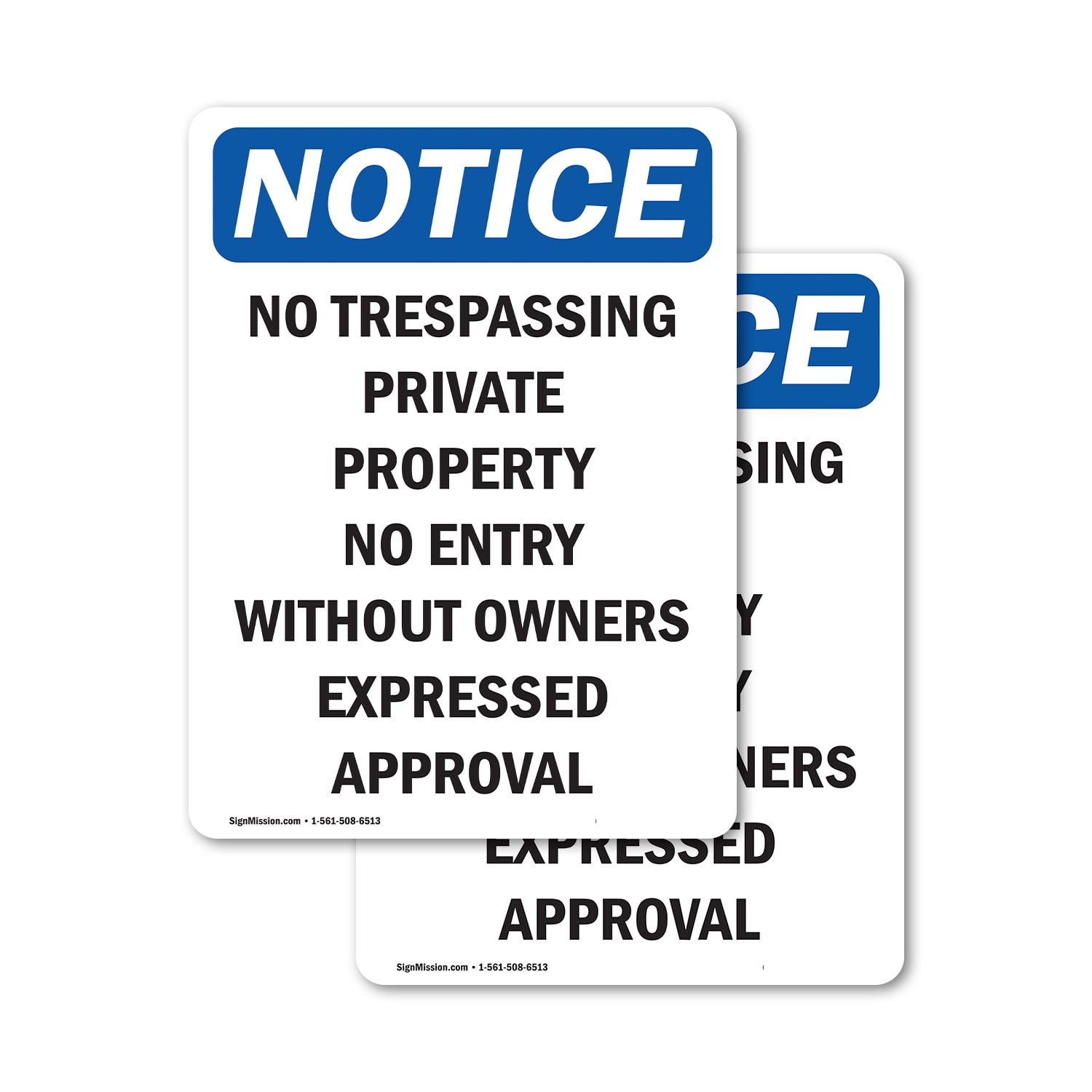 (2 Pack) No Trespassing Private Property OSHA Notice Sign 5 Inch X 3.5 ...