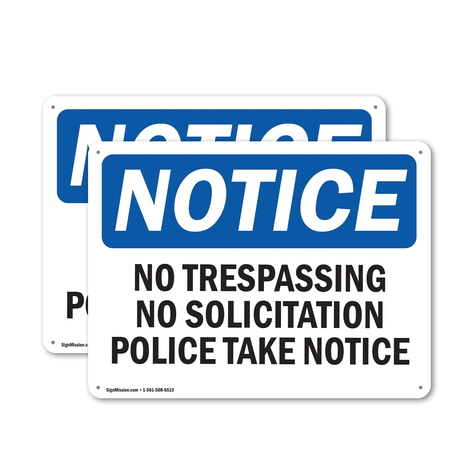 (2 Pack) No Trespassing No Soliciting Police Take Notice OSHA Notice ...