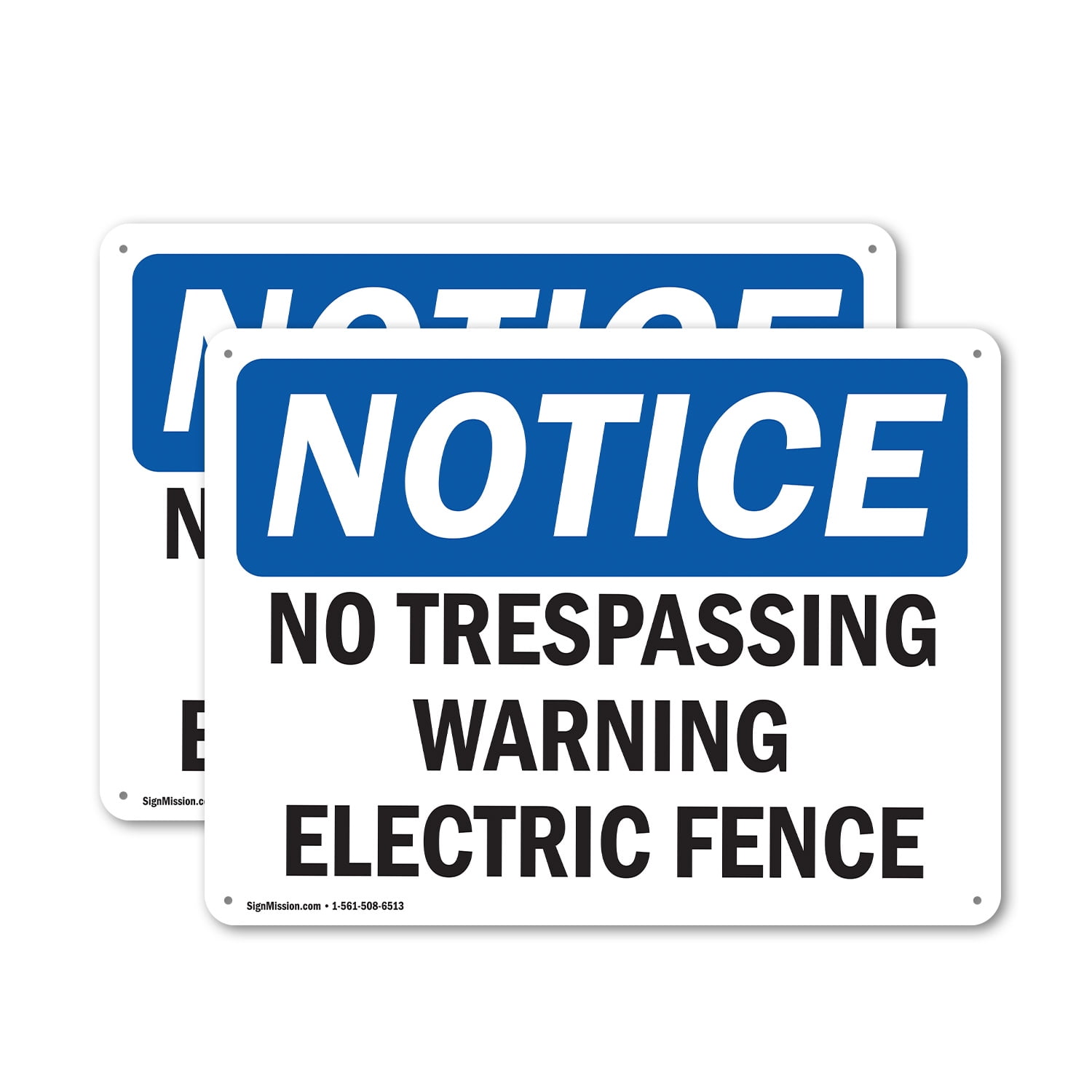 (2 Pack) No Trespassing Warning Electric Fence OSHA Notice Sign 18 Inch ...
