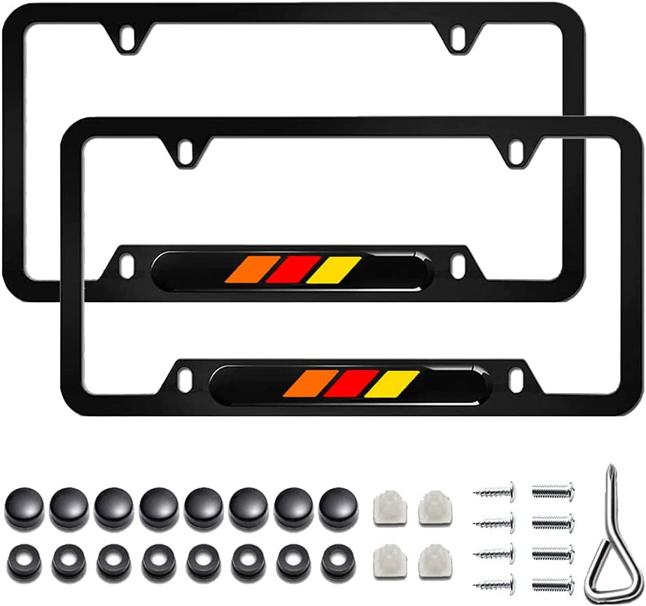 2 Pack Tri-Color 3 Color Sport License Plate Cover Frames Holder With ...