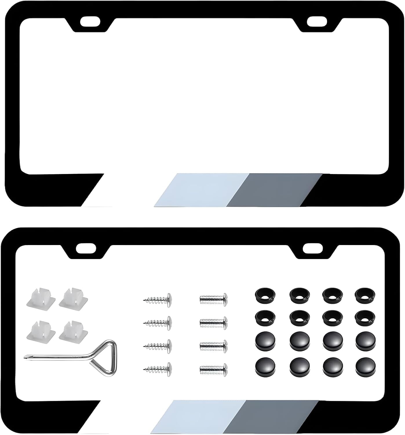 2 Pack Tri-Color 3 Color White Gray Dark Gray Sports License Plate ...
