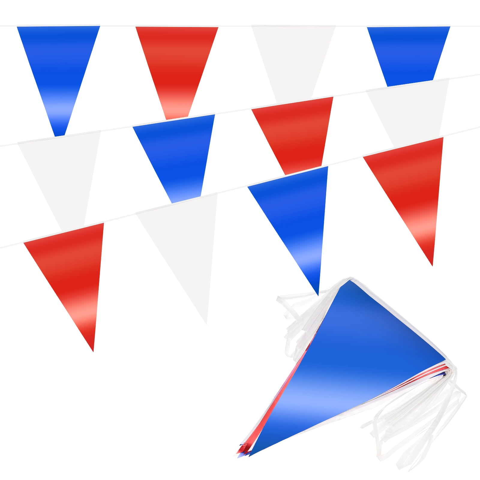 2-Pack Triangle Pennant Banner Flag Blue White Black Metallic Fabric ...