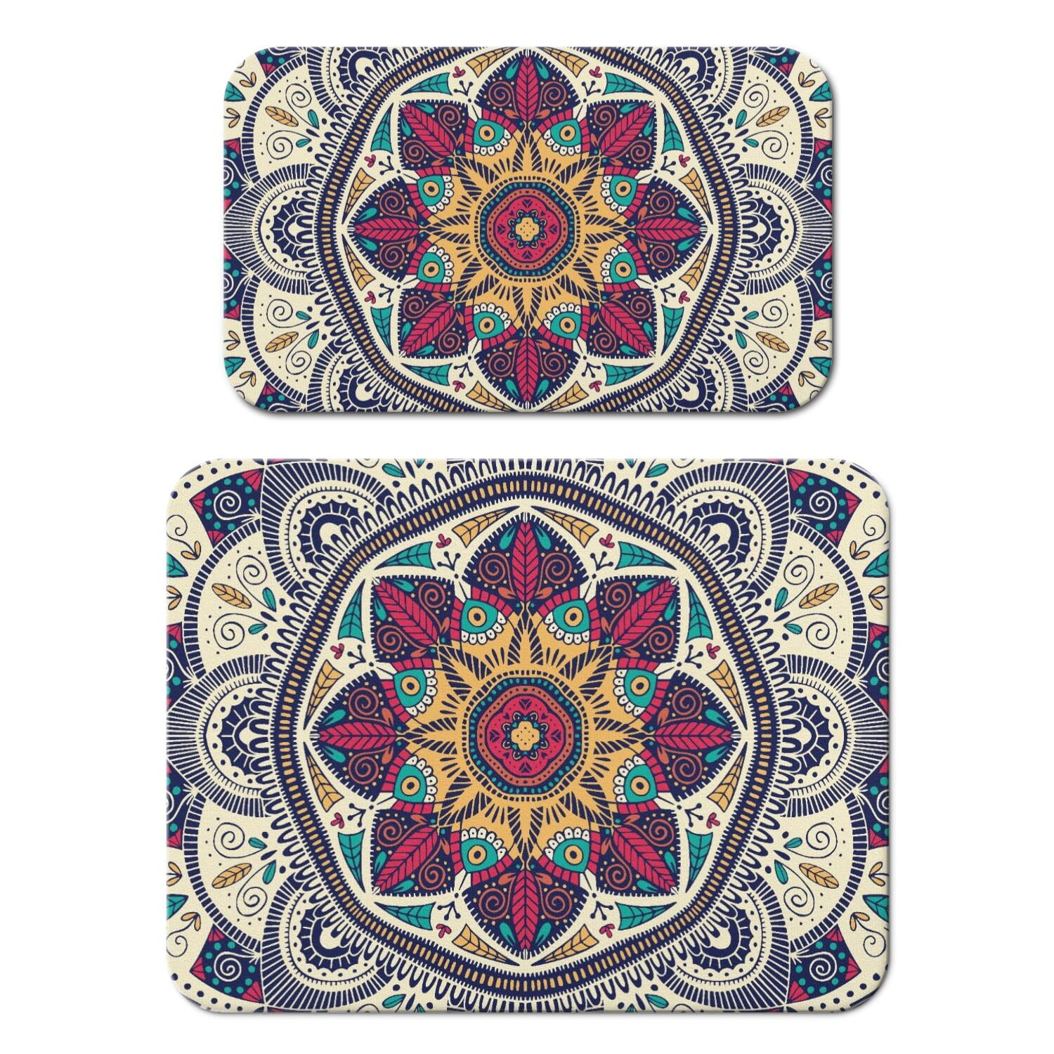 2 Pack Tribal Boho Coffee Bar Mat - Ethnic Mandala Art, Eco-Friendly ...