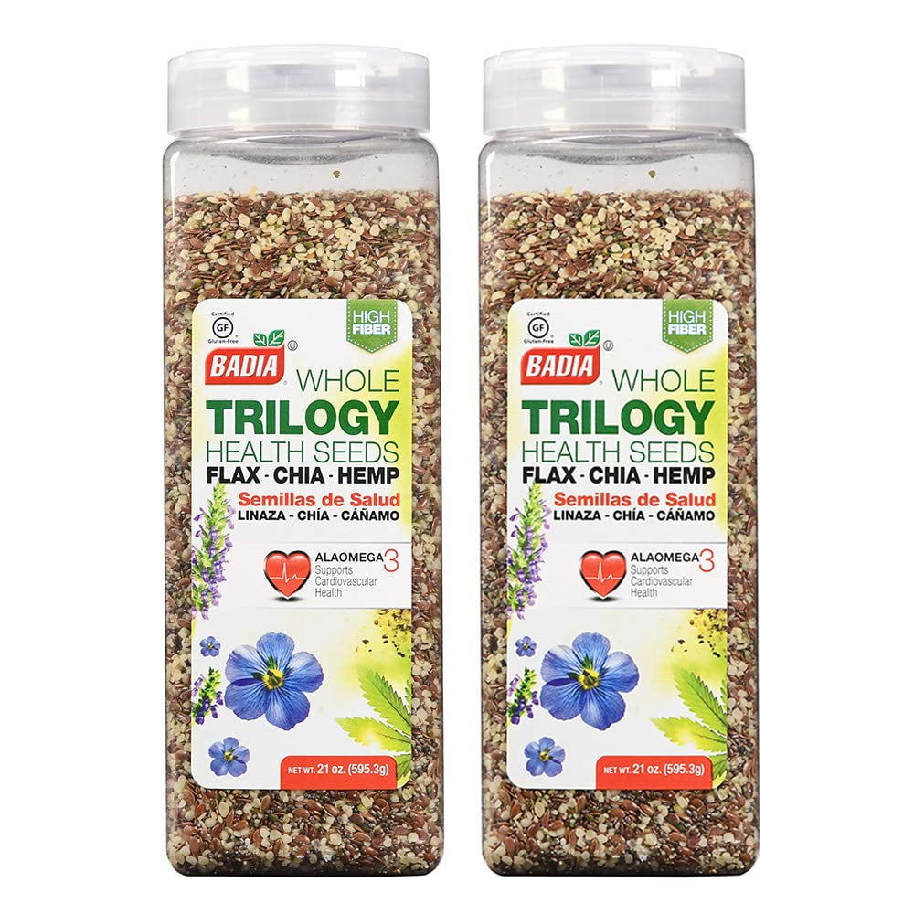 Badia Brand 2 Pack Trilogy Whole Flax, Chia & Hemp Health Seed Blend ...