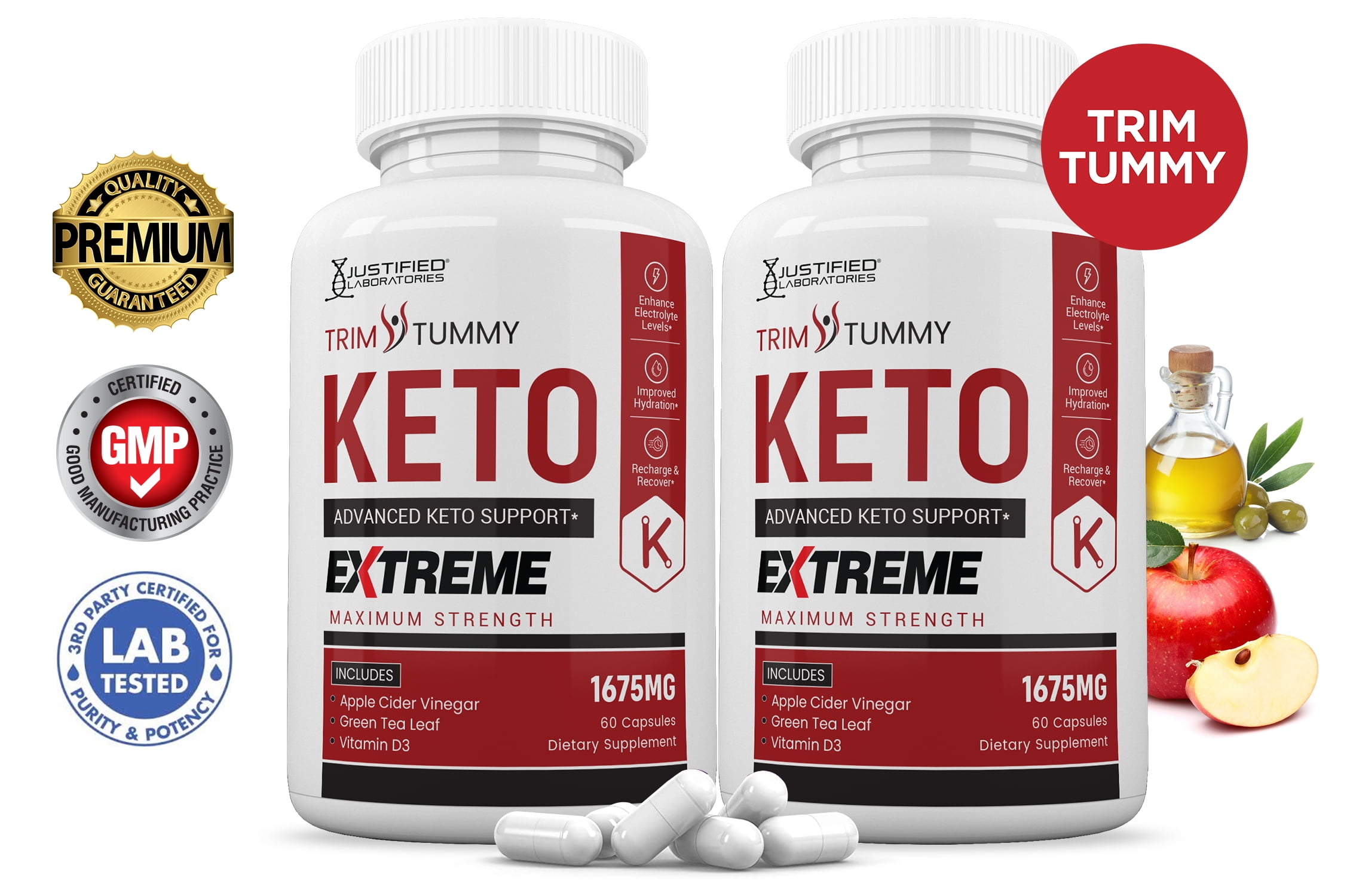 (2 Pack) Trim Tummy Keto ACV Extreme Pills 1675mg Alternative to ...