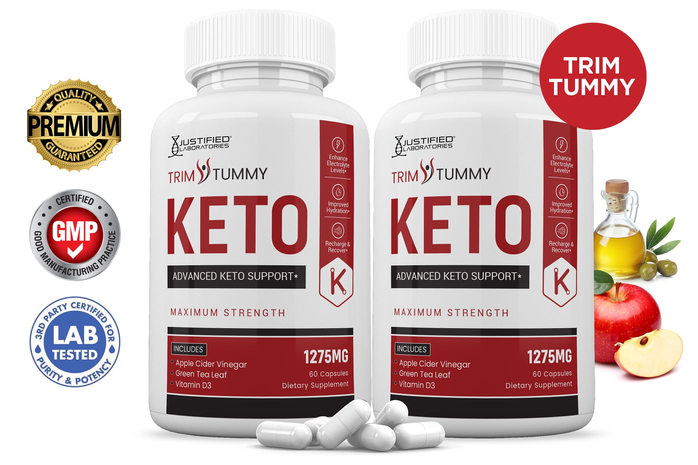 (2 Pack) Trim Tummy Keto ACV Pills 1275mg Alternative to Gummies ...
