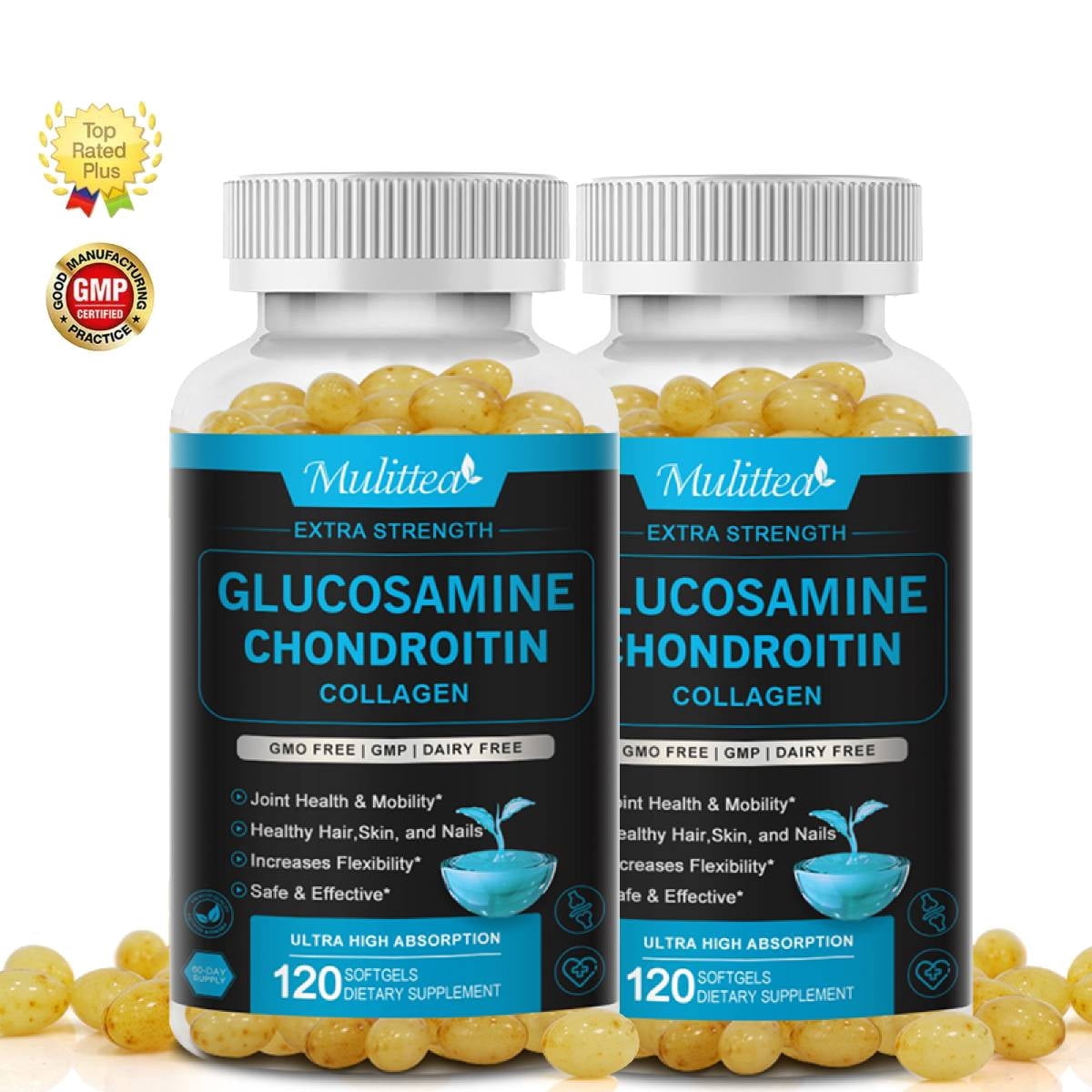 MULITTEA Triple Strength Glucosamine Chondroitin Collagen & MSM Complex ...