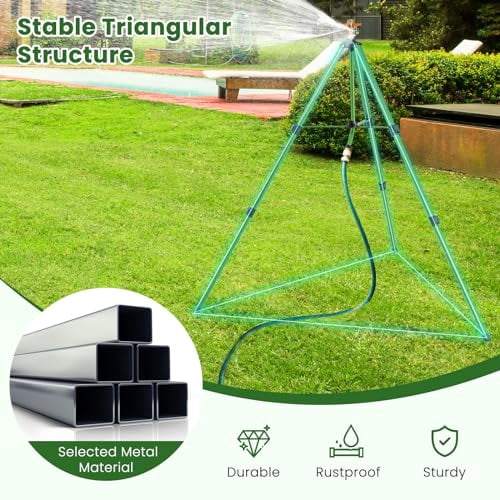 2 Pack Tripod Sprinklers, Heavy Duty Lawn Sprinkler with Rainbird, 360 ...