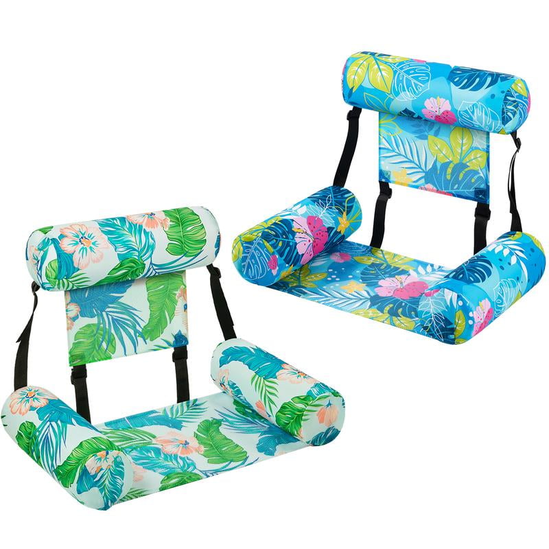 2 Pack Tropical Leaf Inflatable Float Chair for Adults Heavy Duty and ...