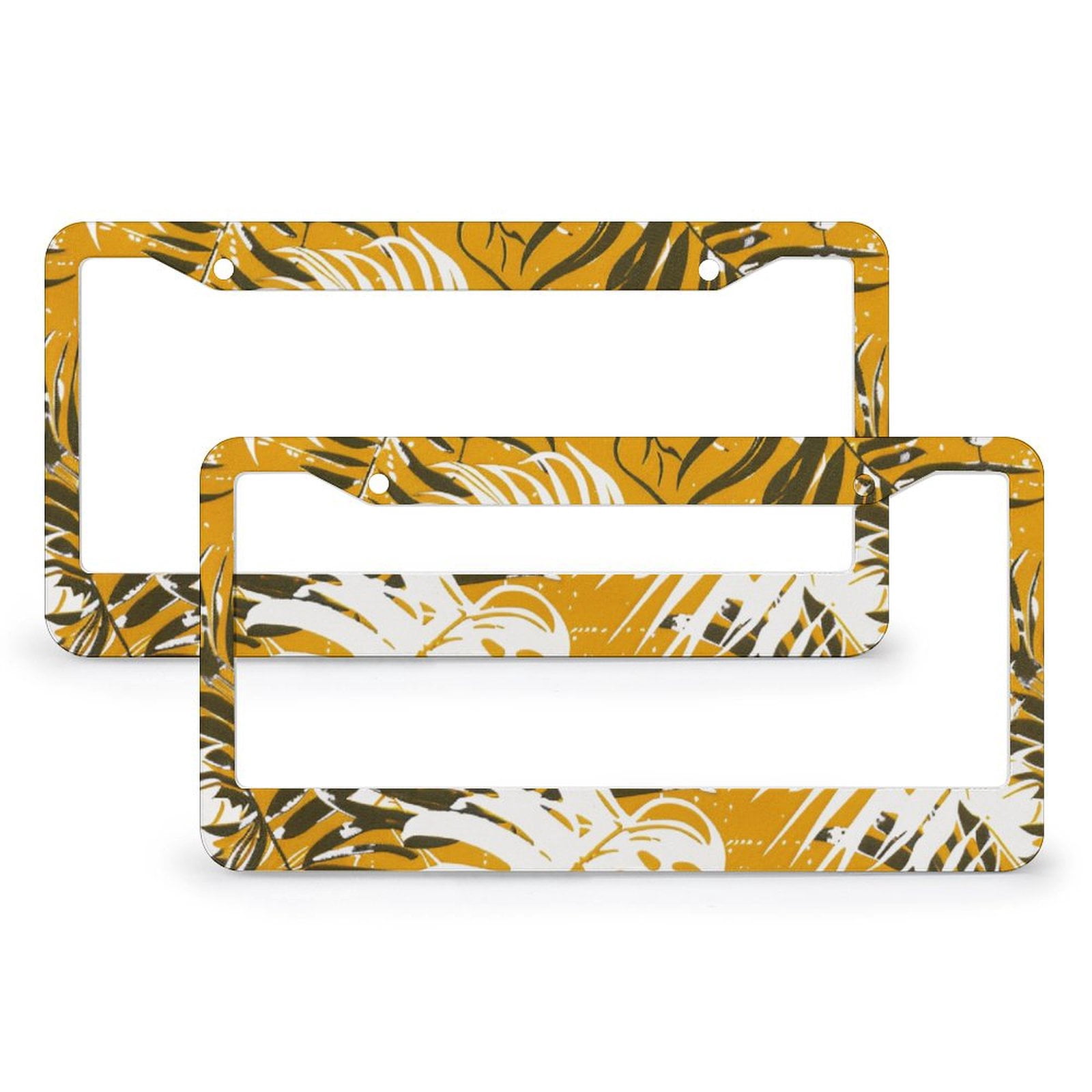 2 Pack Tropical Leaves And Dense Foliage Patterns License Plate Frame ...