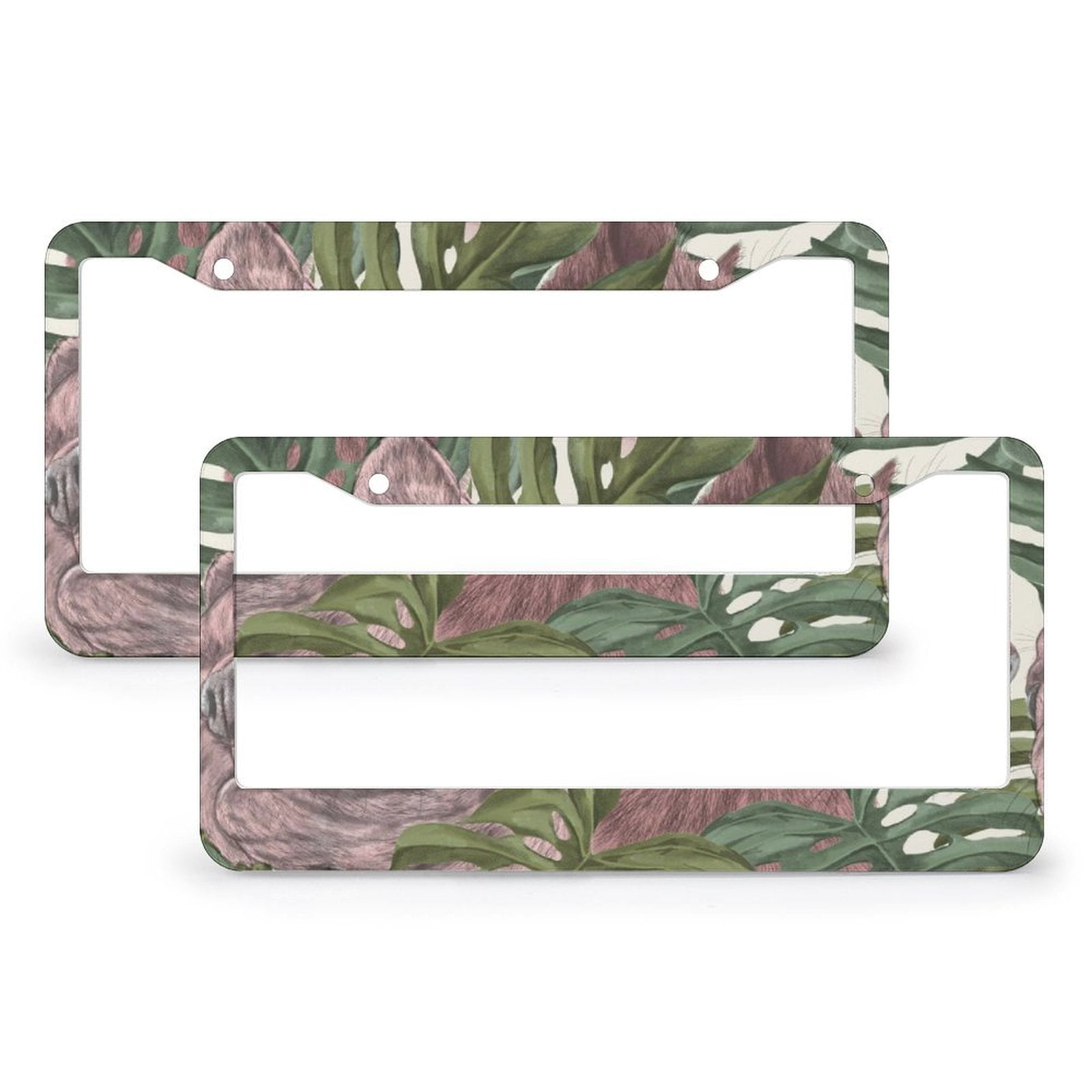 2 Pack Tropical Leaves Animal License Plate Frame Tropical Green Plant ...