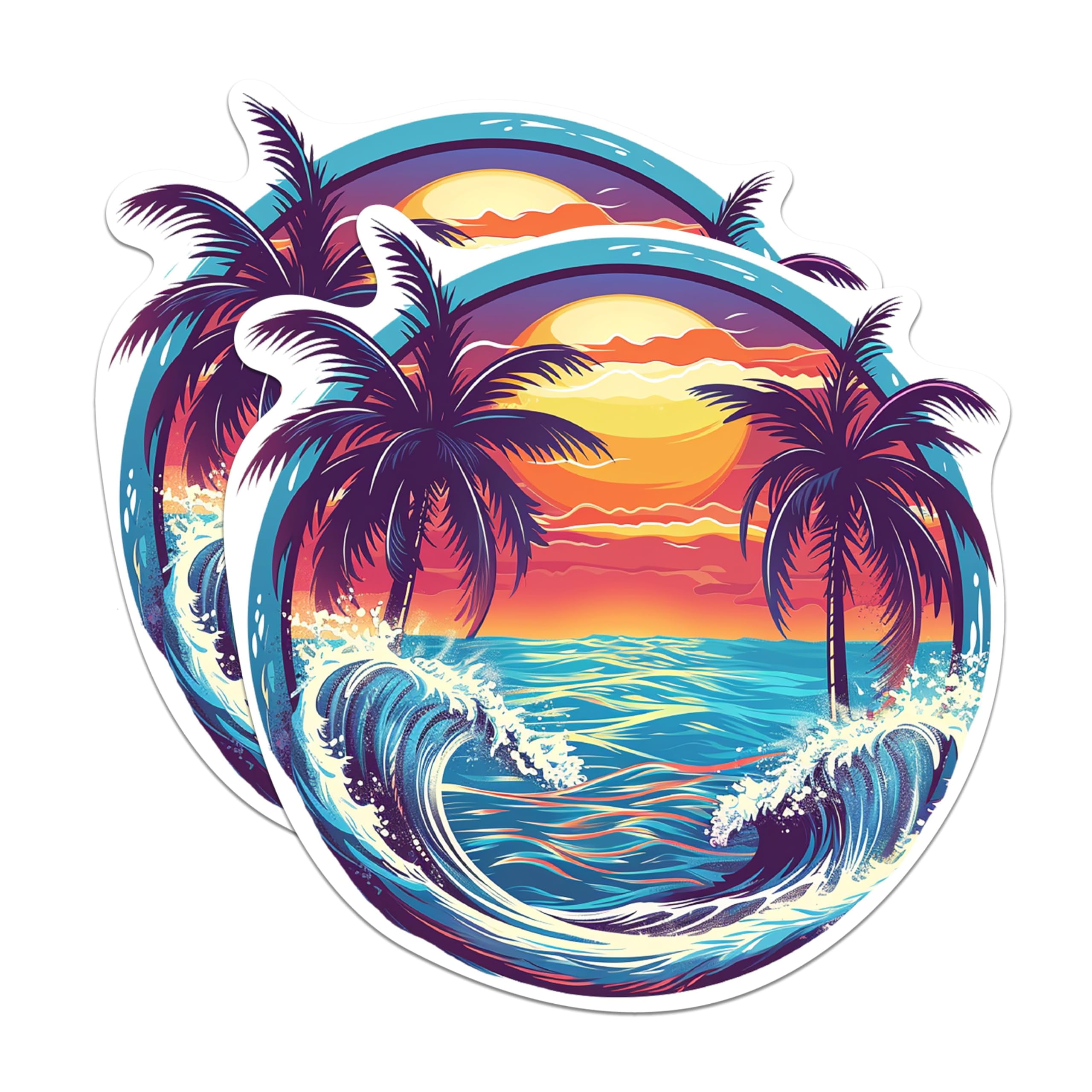 (2 Pack) Tropical Ocean Sunset Magnets - Beach Bum Ocean Lover ...