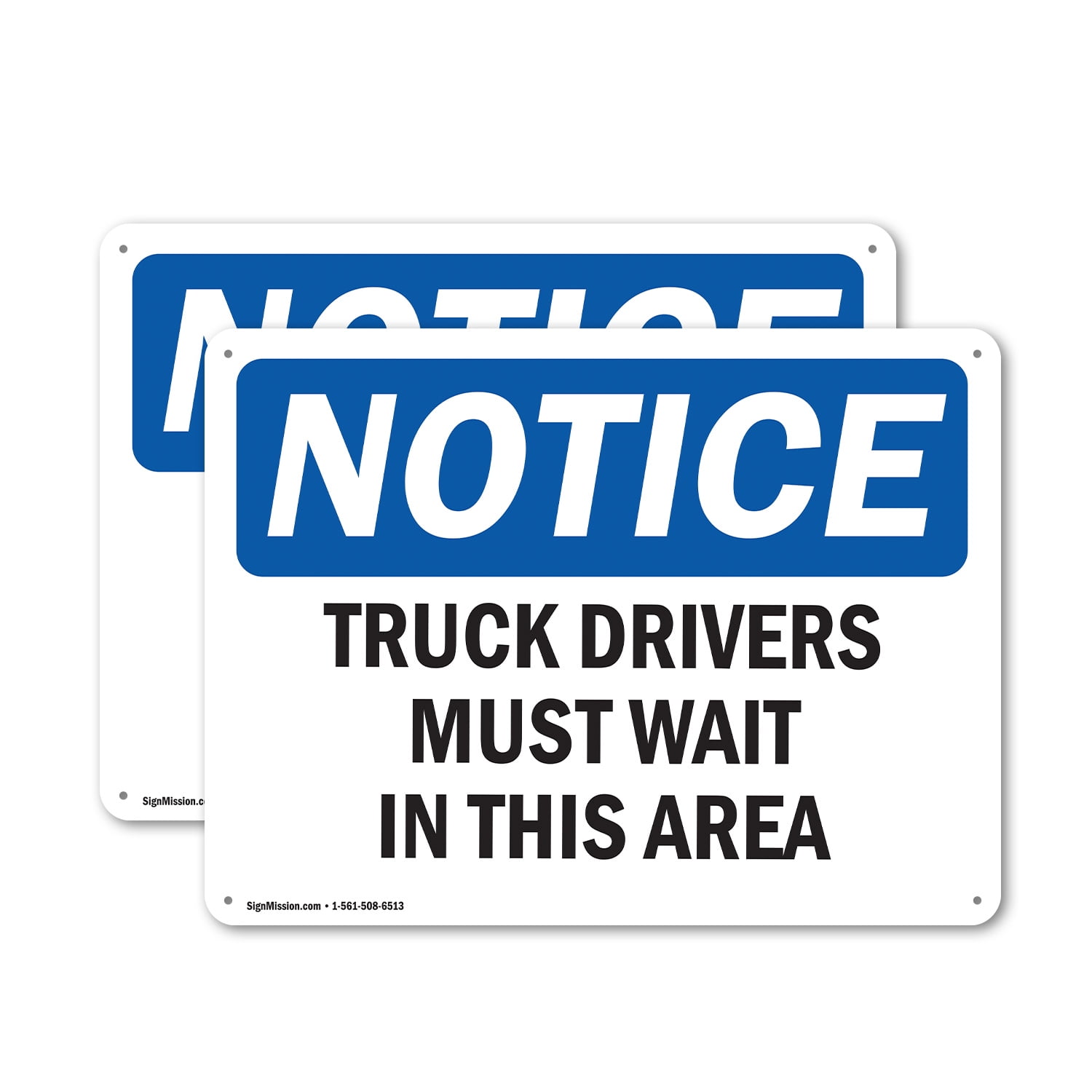 (2 Pack) Truck Drivers Must Wait In This Area OSHA Notice Sign 24 Inch ...
