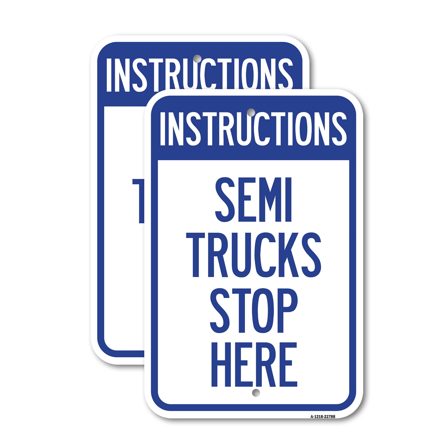 (2 Pack) Truck Sign Instructions Semi Trucks Stop Here | 18" X 24 ...