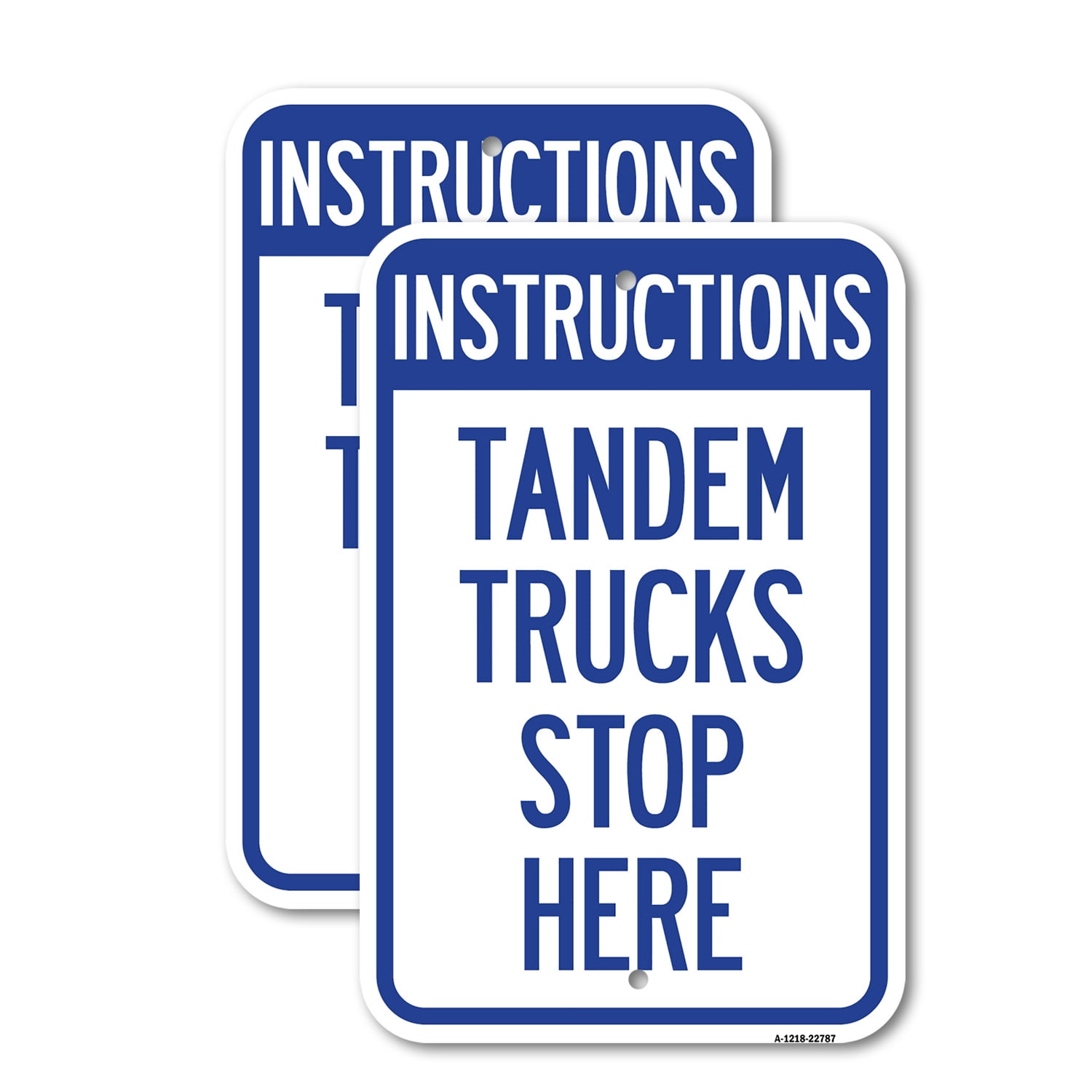 (2 Pack) Truck Sign Instructions Tandem Trucks Stop Here | 18" X 24 ...