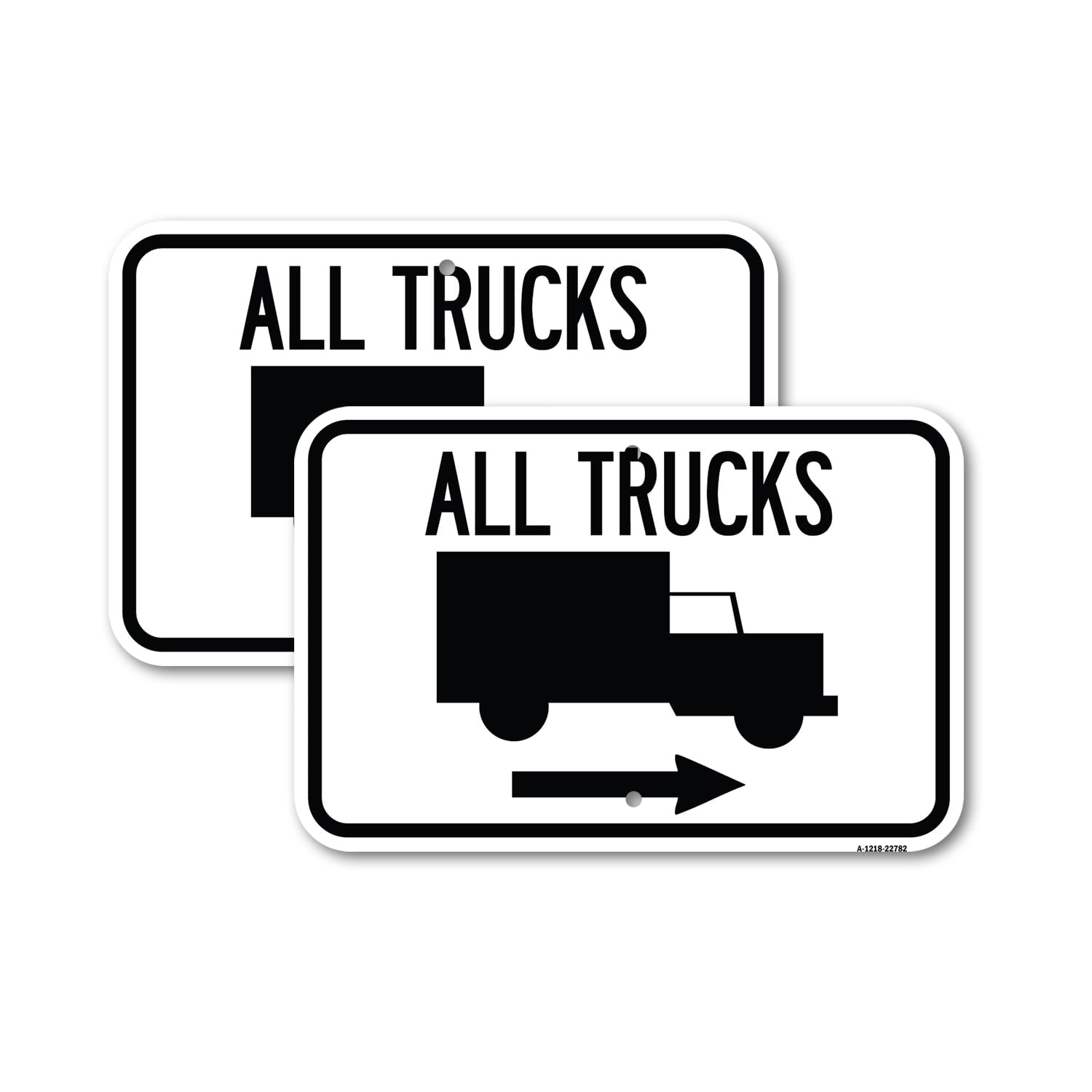 (2 Pack) Trucks Sign All Trucks (With Truck Symbol & Right Arrow) | 12 ...
