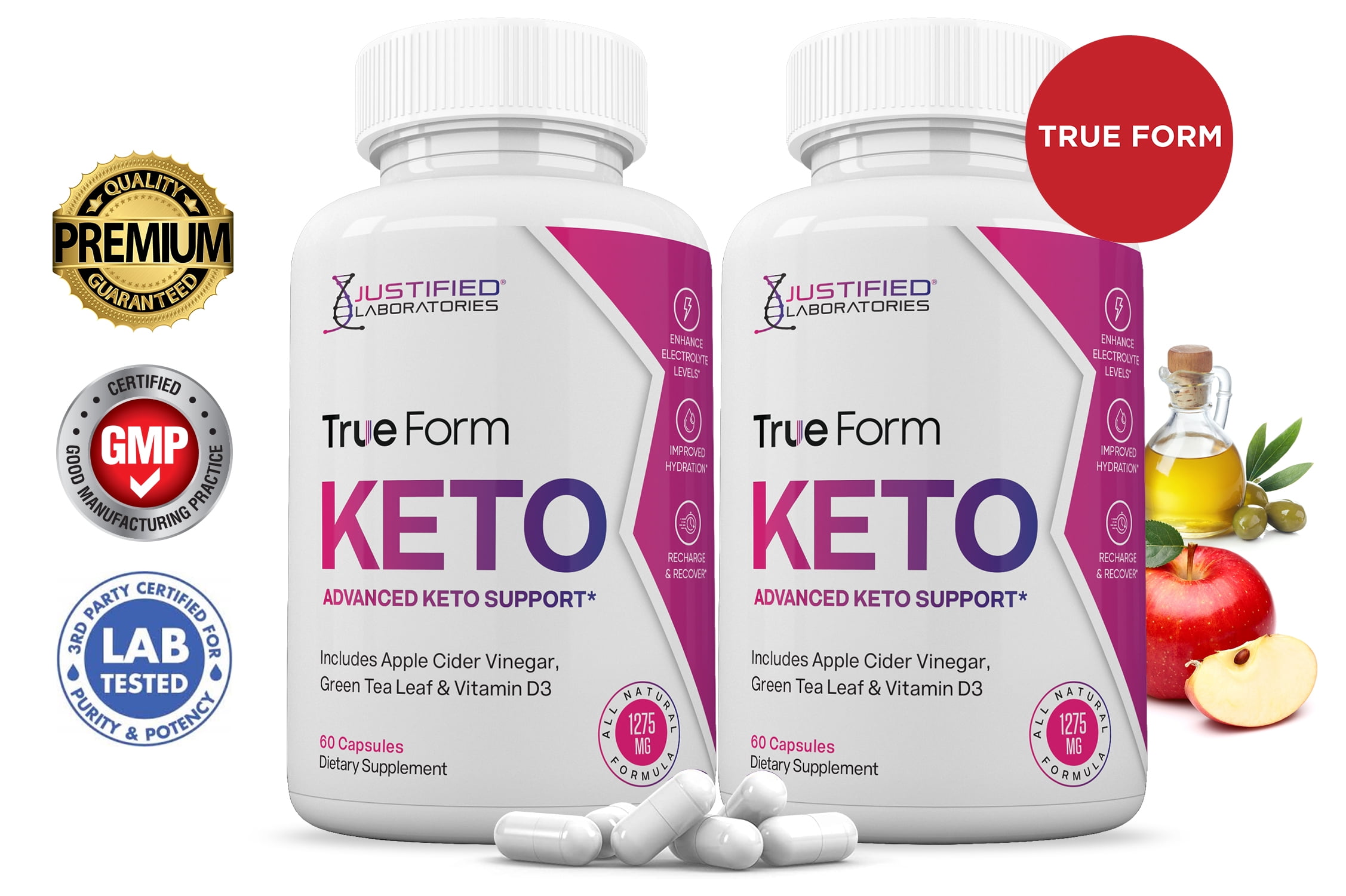 (2 Pack) True Form Keto ACV Pills 1275mg Alternative to Gummies Dietary ...