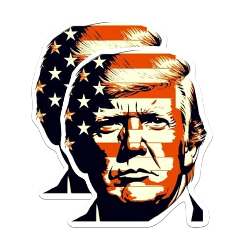 (2 Pack) Trump American Flag Stickers - Trump 2024 Sticker - Trump for ...