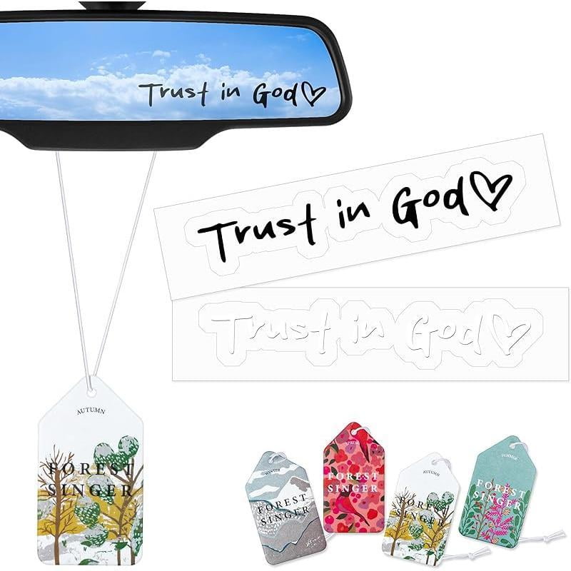 2-Pack Trust in God Rearview Mirror Sticker, Christian Car Accessories ...