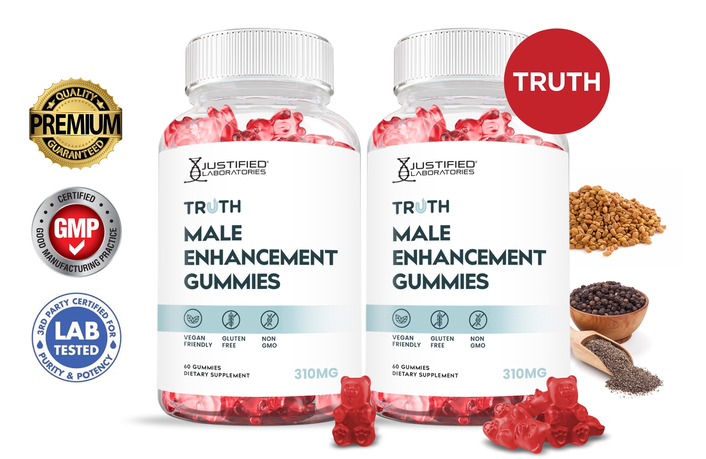 (2 Pack) Truth Male Enhancement Gummies 310MG 120 Gummys - Walmart.com