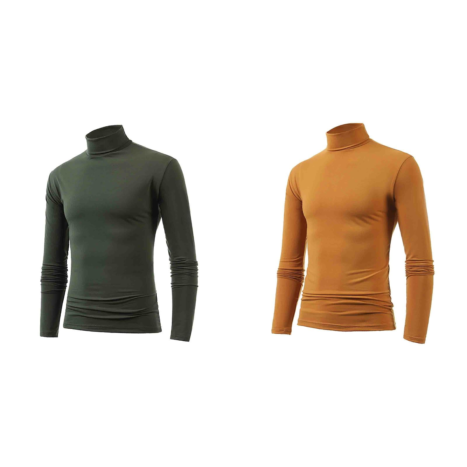 2 Pack Tshirts Shirts for Men Men's Casual Slim Fit Basic Tops Knitted ...