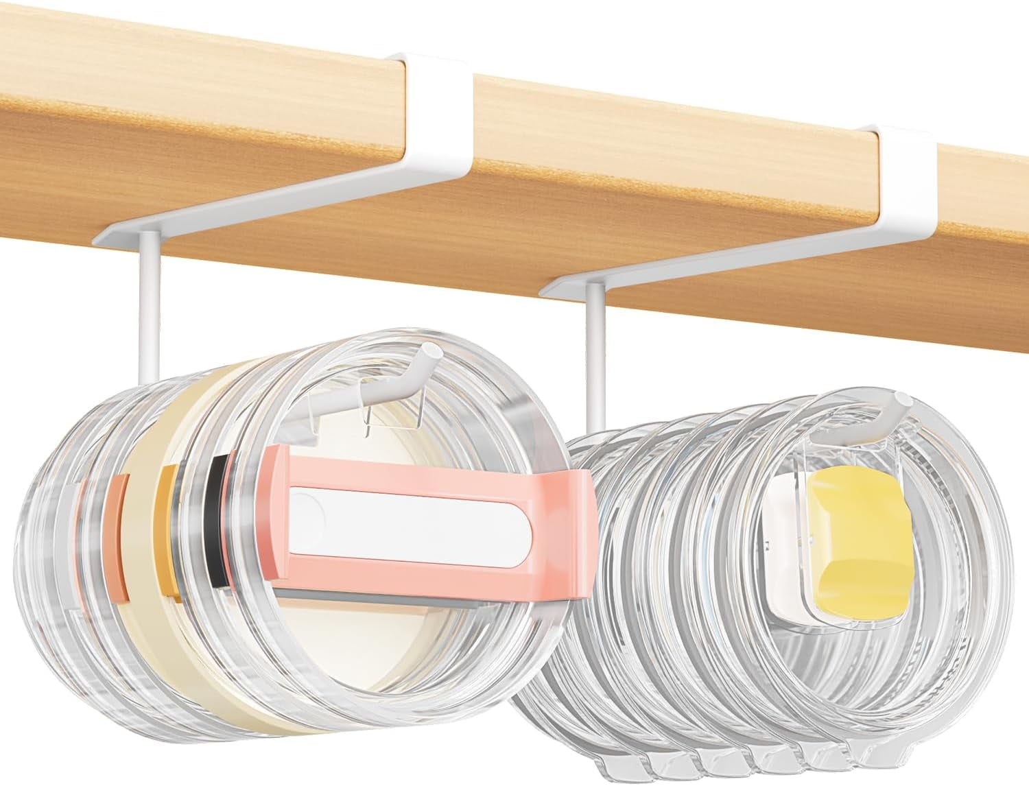 2 Pack Tumbler Lid Organizer, Under Cabinet Cup Lid Holder for Yeti ...